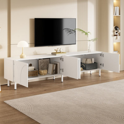 BTM 3D Curved Lines, TV Cabinet Lowboard, Four Doors, Two Separate ...