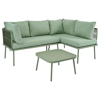 BTM 5 Seater Outdoor Garden Lounge SetSpaceSaving LShaped Corner Sofa with Glass Coffee Table ...