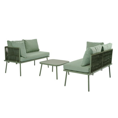 BTM 5 Seater Outdoor Garden Lounge SetSpaceSaving LShaped Corner Sofa with Glass Coffee Table ...