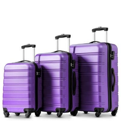 BTM ABS Hard Shell Travel Trolley Suitcase 4 Wheel Luggage Set Hand ...