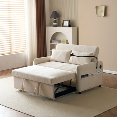 BTM Convertible Double Sofa Bed, Adjustable Backrest, USB ChargingAnd ...