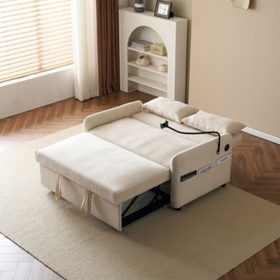 BTM Convertible Double Sofa Bed, Adjustable Backrest, USB ChargingAnd ...