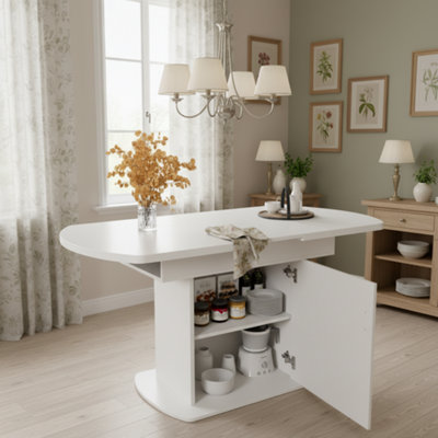 BTM EXtendable Oval Dining Table 110 To 130X70cm with Storage ...