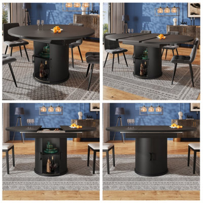 BTM Extendable Round Dining Table, 118To158cm, Seats 6, Converts to ...