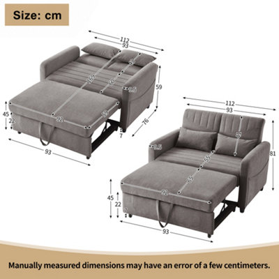BTM Fold Out Sofa Bed, 2 Seater Sofa with Pull Out Design, Adjustable ...