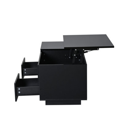 BTM High Gloss Coffee Table, Lift-Up Top, 4 Drawers, LED Lighting, Sofa ...