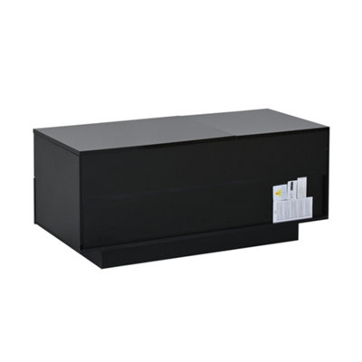 BTM High Gloss Coffee Table, Lift-Up Top, 4 Drawers, LED Lighting, Sofa ...