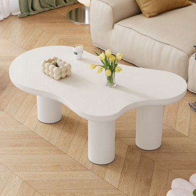 BTM Irregular White Cloud Shape Coffee Table with Four Legs for Living ...