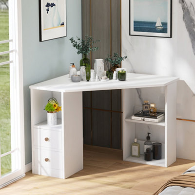 BTM L-Computer Desk Corner Computer Desk with Large Storage Space Study Desk Laptop Table for ...