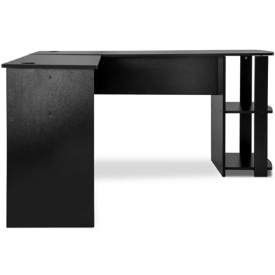 BTM L shaped corner desk for home office, large gaming/computer desk, easy assembly, black, for ...