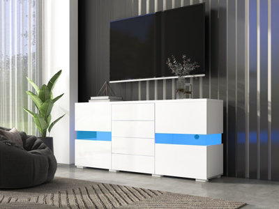 BTM Matt & High Gloss White Sideboard Cabinet Storage Cupboard Unit 16 ...
