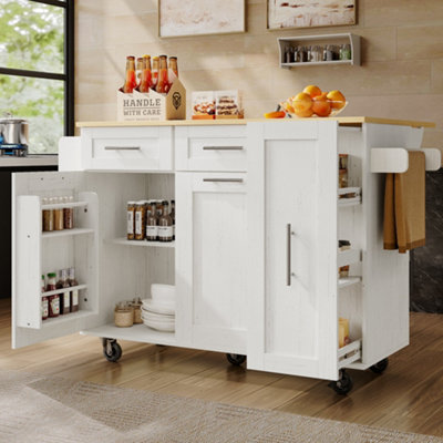 BTM Modern Kitchen Island Buffet Cabinet Dining Cart with Snack Shelves ...