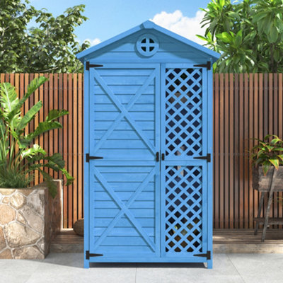 BTM Outdoor wooden storage shed tool house with ventilation blue ...