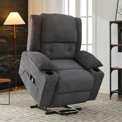 BTM Oversized power lift chair with heat massage, soft fabric, single ...