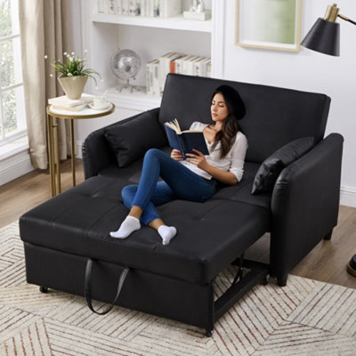BTM Pull Out Sofa Bed, 2 Seater Sleeper Sofa with 3 Level Adjustable ...