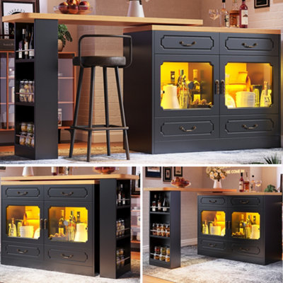 BTM Rotating Bar Table 135 to 203 x 39 x 92.8 cm Coffee Bar Furniture ...