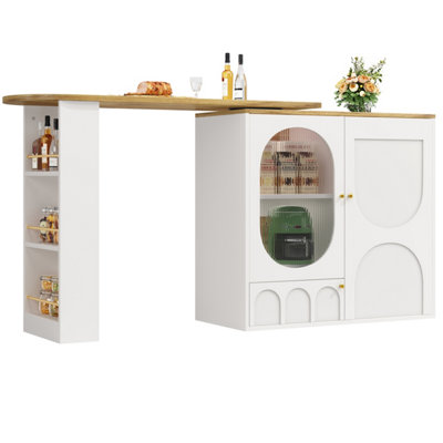 BTM Rotating Bar Table with Storage Shelves Kitchen Island with Doors ...