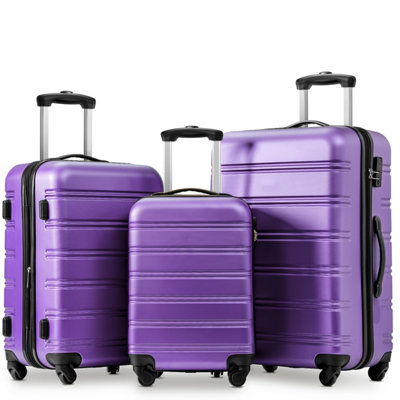BTM SET OF 3 ABS Hard shell Travel Trolley Suitcase 4 wheel Luggage set ...
