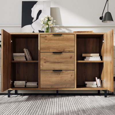 BTM Sideboard Cabinet Living Room 2 Doors 3 Drawers Adjustable Shelf ...