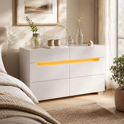BTM Sideboard cabinet with 6 drawers, RGB LED (App control), cutout ...