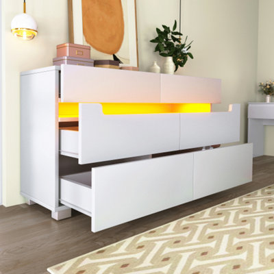 BTM Sideboard cabinet with 6 drawers, RGB LED (App control), cutout ...