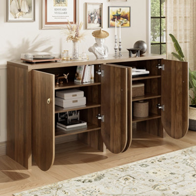 BTM Sideboard Walnut Look 147X40X80 cm, 4 Doors with Adjustable Shelves ...