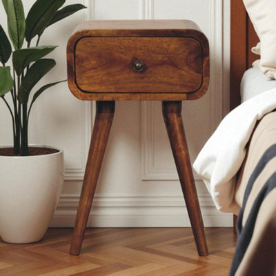 BTM Solid Wood Avora Mini Chestnut Nightstand with 1 Drawer, Dark Brown
