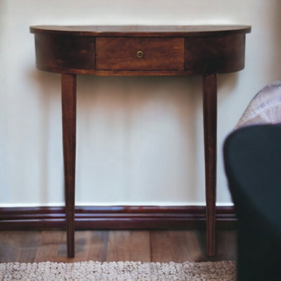 BTM Solid Wood Backless Mounted Chestnut Console, 1 Drawer, Dark Brown