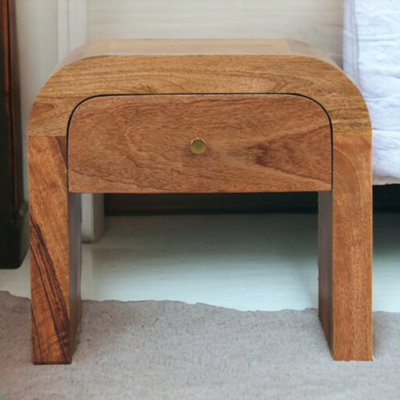 BTM Solid Wood Darcy Bedside, 1 Drawer, Light Brown