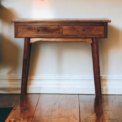 BTM Solid Wood Hallway Console Table, 2 Drawers, Nordic Legs, Chestnut ...
