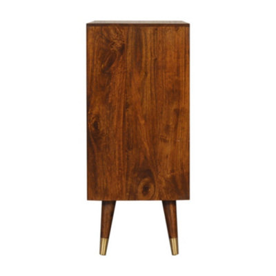 BTM Solid Wood Manila Gold Cabinet, Brass-Plated Doors, Gold and Dark Brown
