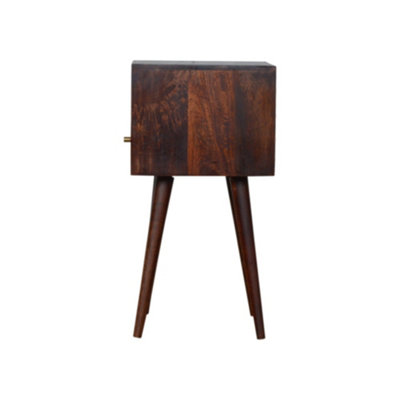 BTM Solid Wood Mini Cherry Bedside, 1 Drawer and Open Shelf, Dark Brown