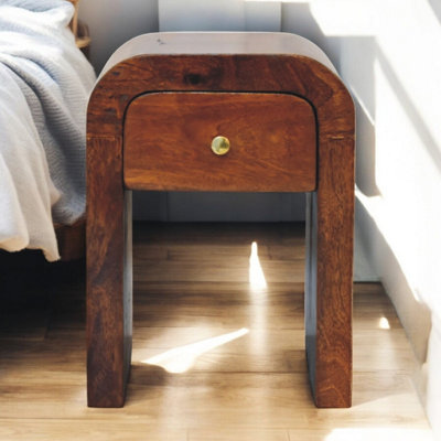 BTM Solid Wood Mini Darcy Chestnut Nightstand with Curved Edges, 1 ...