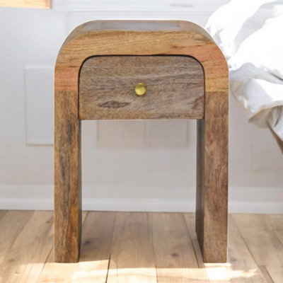 BTM Solid Wood Mini Darcy Oak-ish Nightstand with Curved Edges, 1 ...
