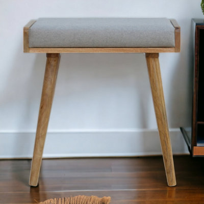 BTM Solid Wood Tweed Tray Style Footstool, Upholstered, Nordic Legs ...