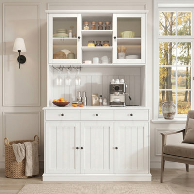 BTM Tall Kitchen Cabinet, 120X40X191cm, White, Adjustable Shelves ...