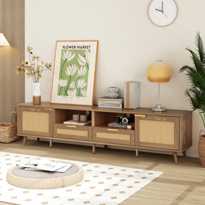 BTM TV console table for up to 90 TV with plastic rattan design and ...