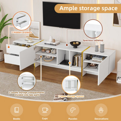 BTM TV stand for 85 TV with storage cabinet and open shelves embossed ...