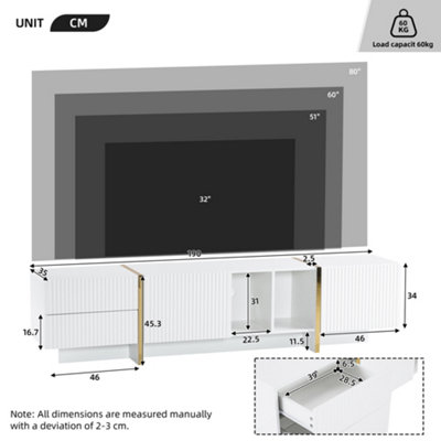 BTM TV stand for 85 TV with storage cabinet and open shelves embossed ...