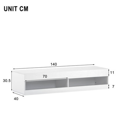 BTM Wallmounted TV stand with LED lights, floating entertainment center ...