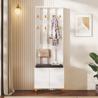 BTM Wardrobe set with shoe bench and cushion, wardrobe front with hooks ...