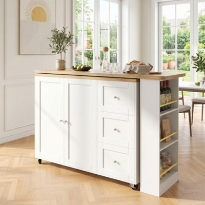 BTM White 360 Swivelling Dining Table Bar Table on Castors with 3 ...