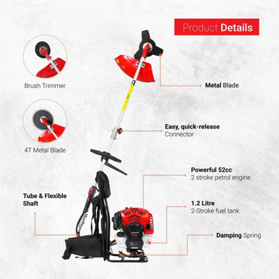 BU-KO 52cc Backpack Petrol Strimmer Garden Tool Including: String ...