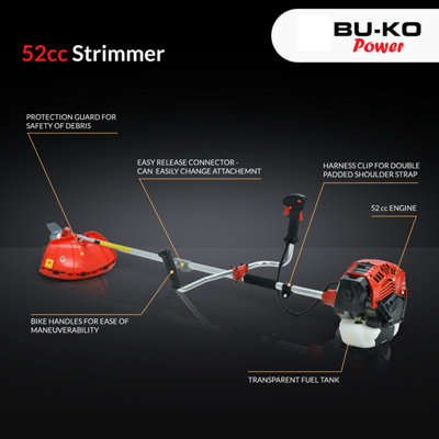 BU KO 52cc Petrol Strimmer Garden Tool Including String Trimmer Brush Cutter with 3T Blade Steel