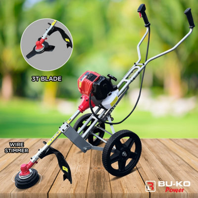 BU-KO 52cc Petrol Strimmer with Mounted Push Wheel