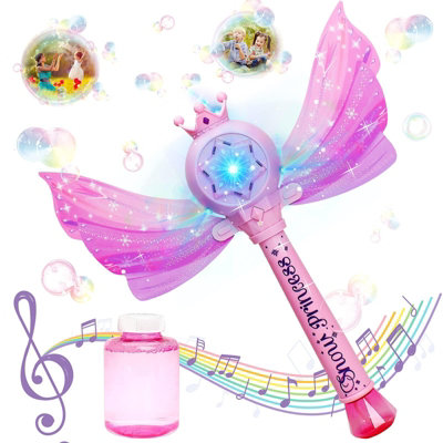 Bubble Machine for Kids Princess Bubble Wand Blower with Musical & Light Up