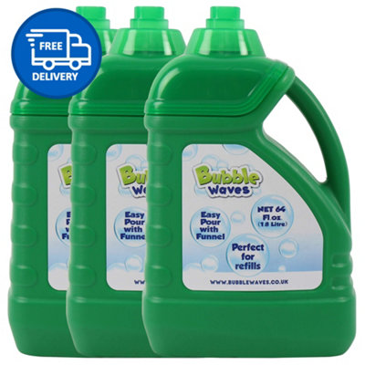 Bubble Solution 5.4 Litre Bubbles Mixture with Funnel (3x 1.8L Bottles) - Laeto Bubble Waves ...