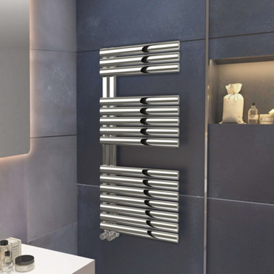 Bubly Bathrooms™ 500 x 1200 Designer Towel Warmer Chrome Steel Ladder ...