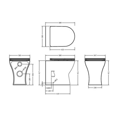 Bubly Bathrooms™ Back To Wall Toilet Rimless D Shape BTW Pan & Bottom ...