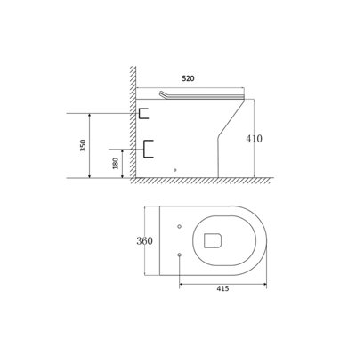 Bubly Bathrooms™ Back To Wall Toilet Rimless D Shape BTW Pan & Side ...